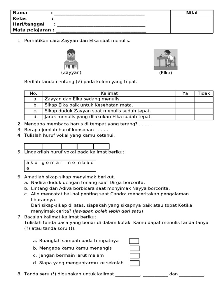 Uts SMT 1 Bindo KLS 1 | PDF