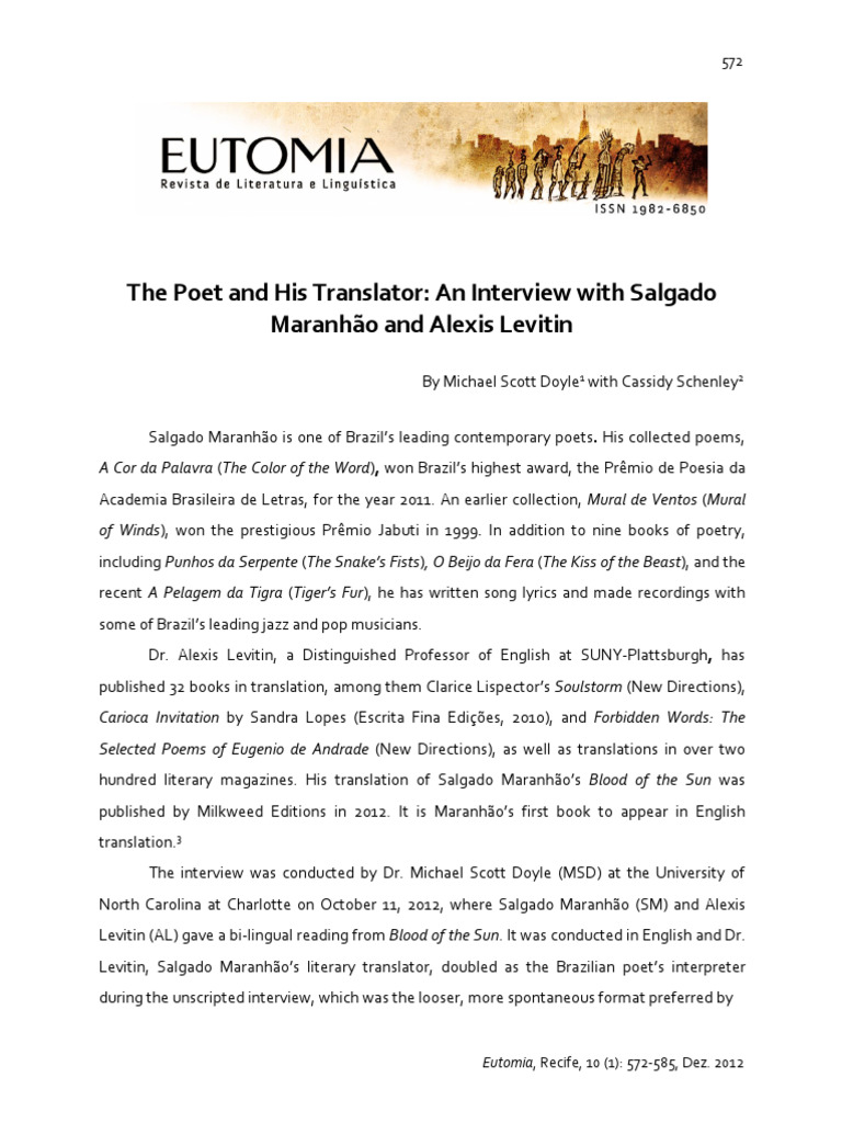 amandaborges,+Entrevista_Michael+Scott+Doyle_pp.572-584 | PDF | Poetry | Translations