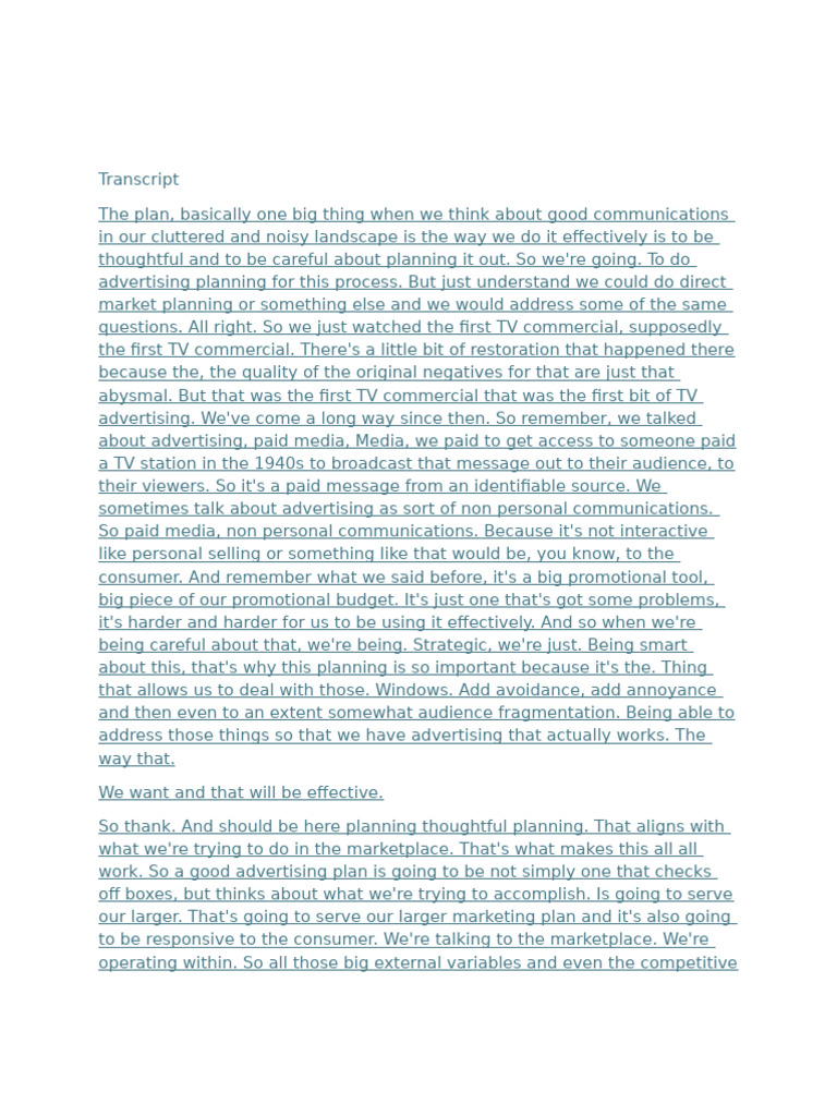 Final Lecture Transcript | PDF | Advertising | Brand