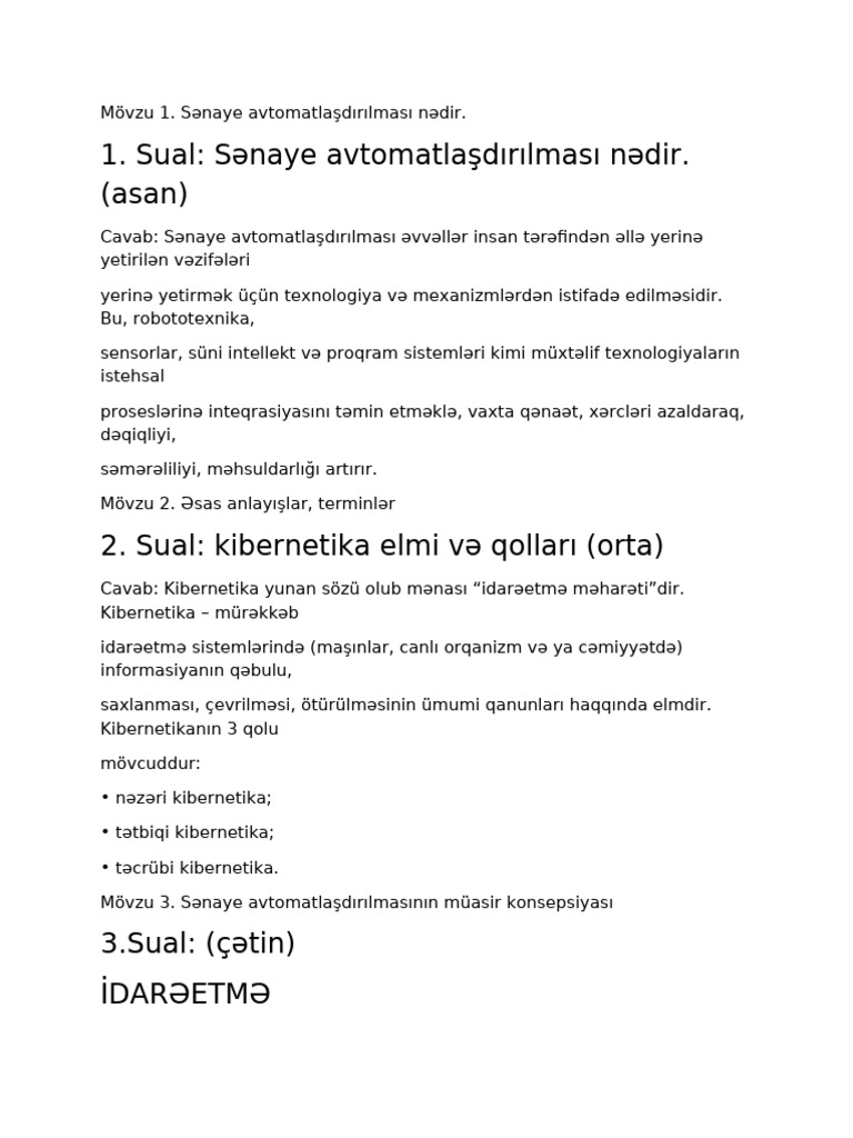 senaye cavablar | PDF