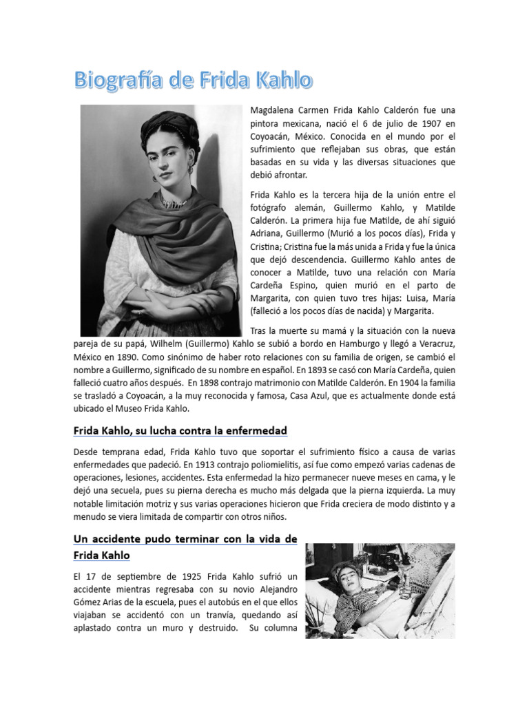 Biografía de Frida Kahlo | PDF
