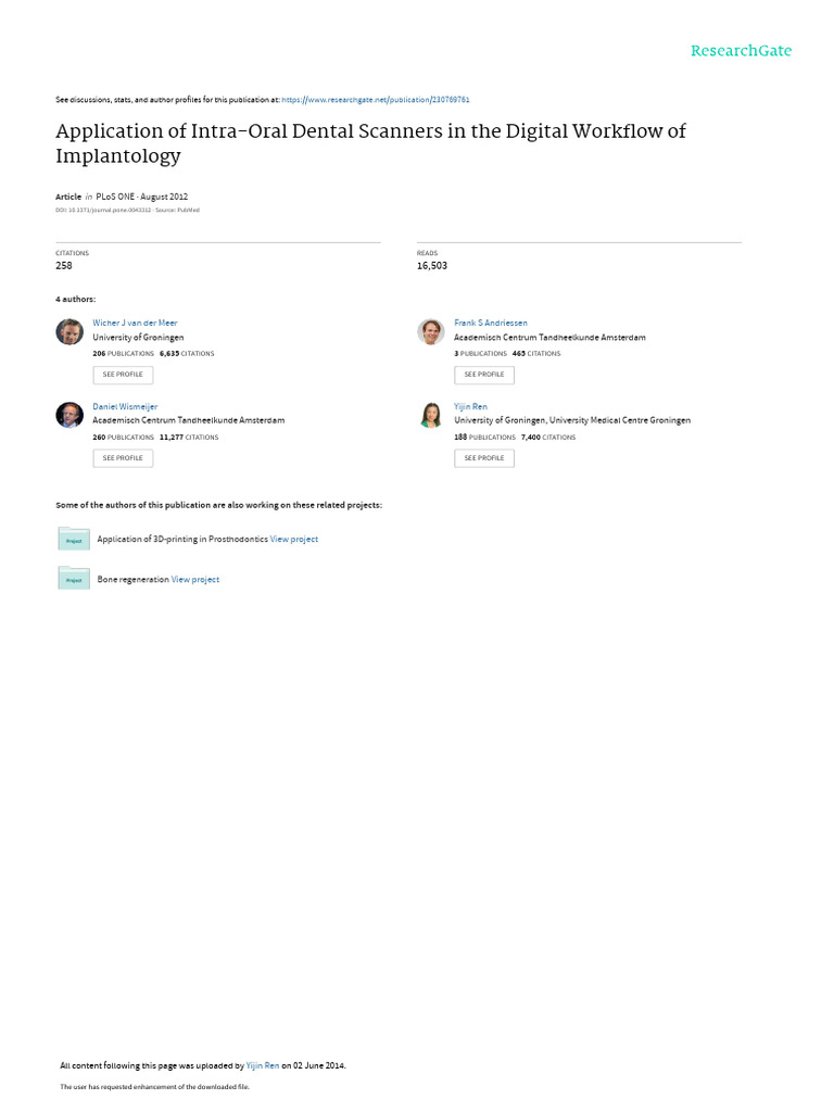 Application of Intra-Oral Dental Scanners in The D | PDF | Image ...