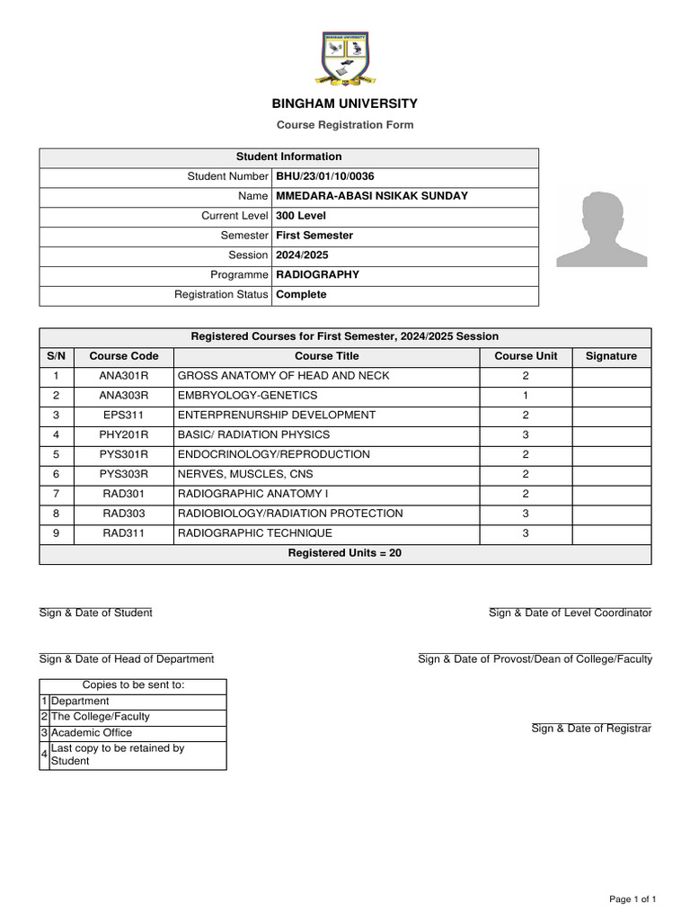 Course Form BHU 23 01 10 0036 | PDF