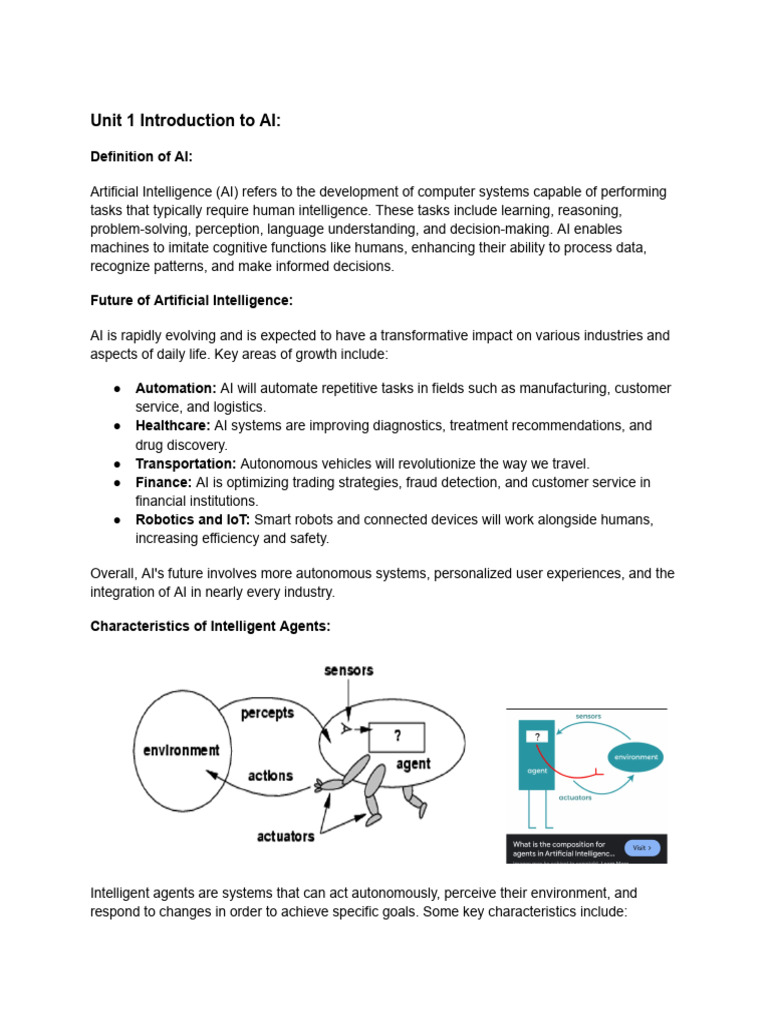 AI Notes | PDF | Artificial Intelligence | Intelligence (AI) & Semantics