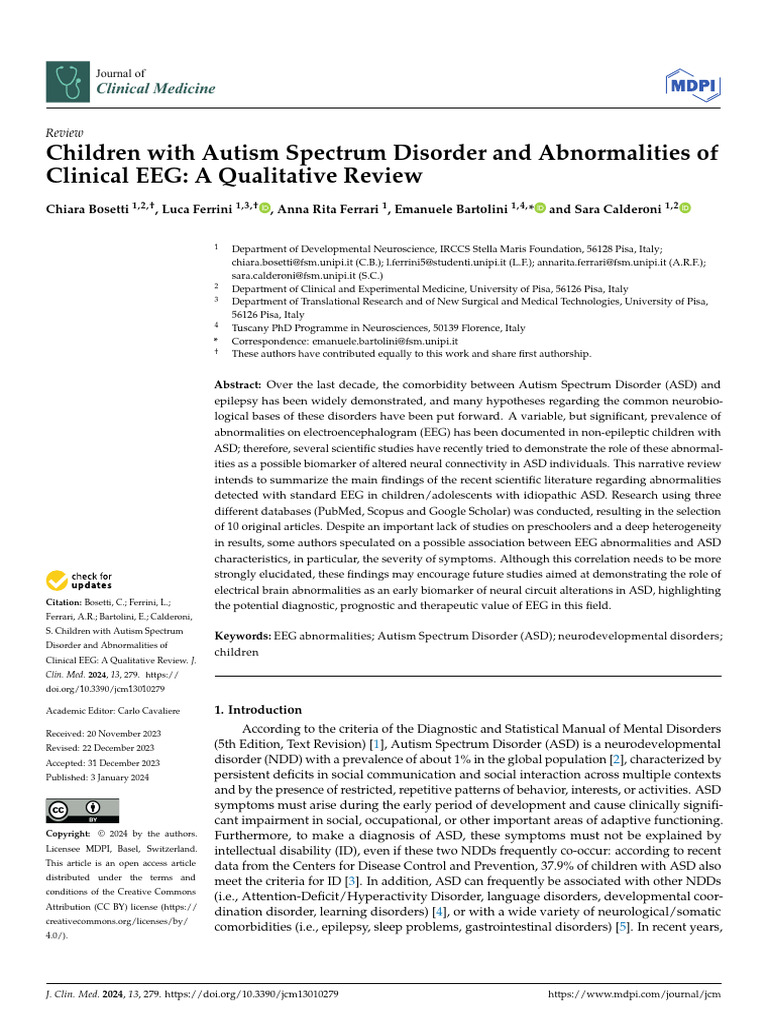 Children With Autism Spectrum Disorder and Abnormalities of Clinical ...