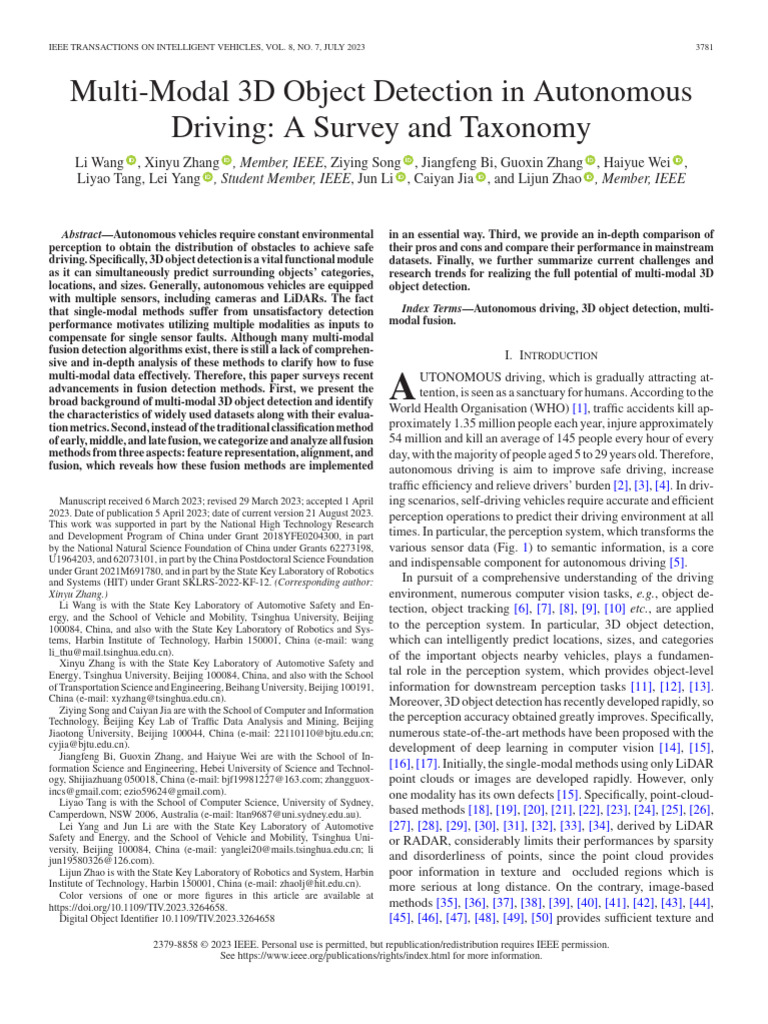 Multi Modal 3d Object Detection In Autonomous Driving A Survey And Taxonomy Pdf Image