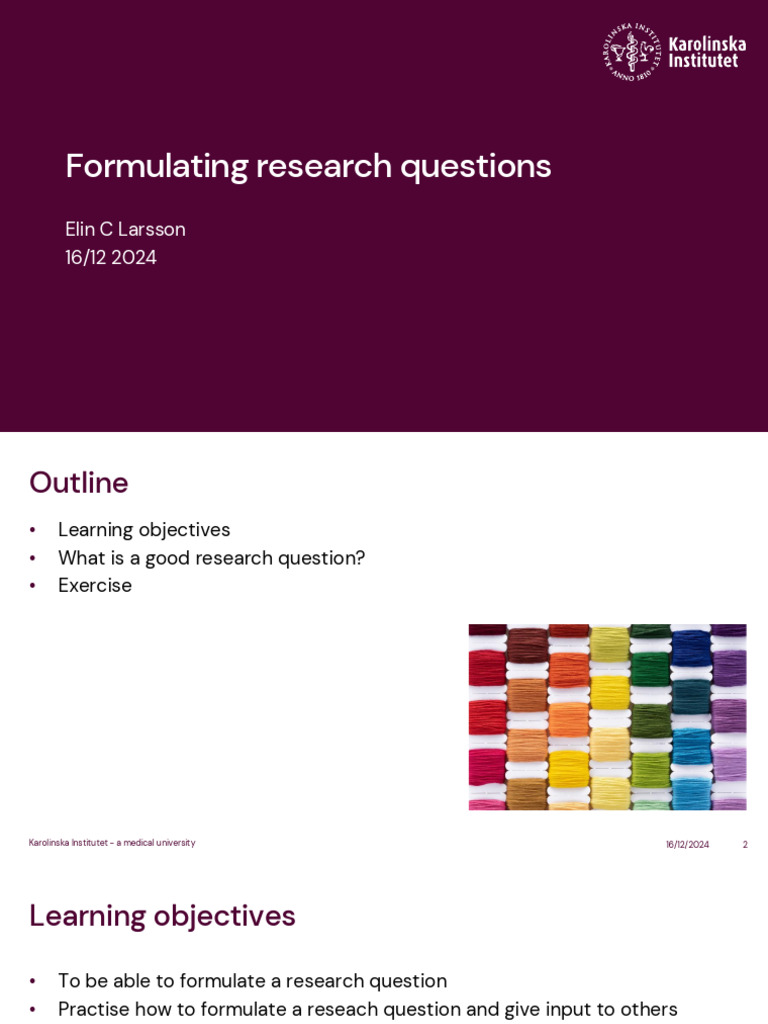 Formulating Research Questions - MPH 2024 | PDF | Quantitative Research ...