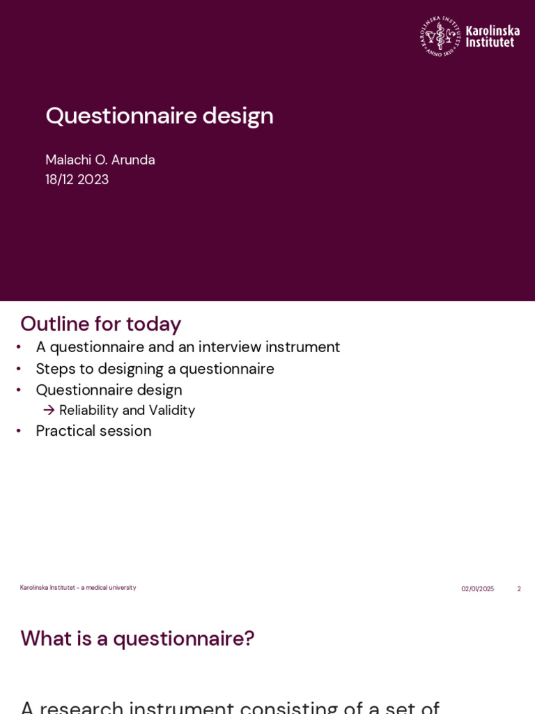Introduction to_questionnaire design | PDF | Survey Methodology | Questionnaire