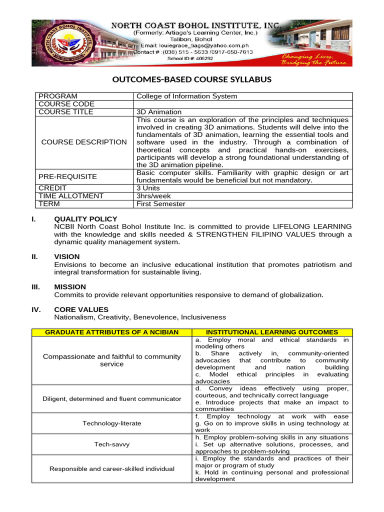 NCBI 3d Animation Syllabus | PDF | 3 D Modeling | 3 D Computer Graphics