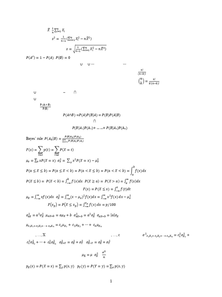 Formula Sheet For Midterm - F24 | PDF | Statistical Analysis | Teaching Mathematics