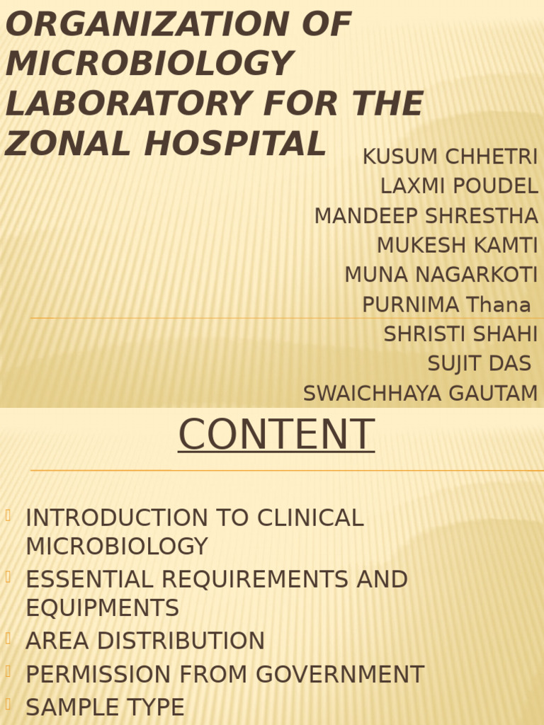 Organization of Microbiology Laboratory For The Zonal Hospital | PDF ...