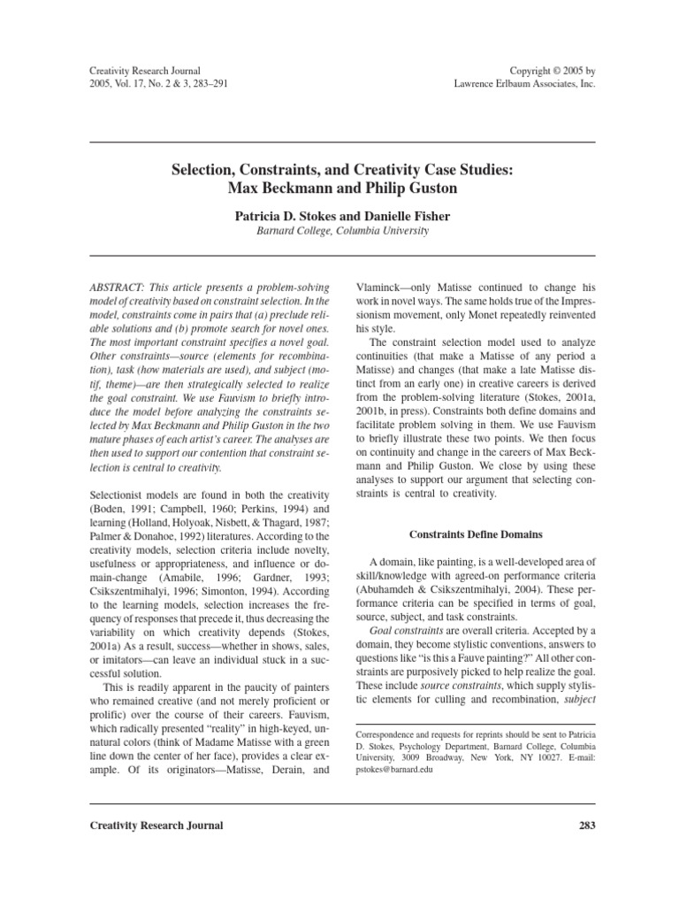 Selection Constraints and Creativity Cas | PDF | Creativity | Paintings