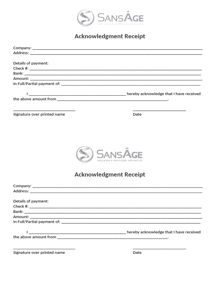 Acknowledgment Receipt Template | PDF