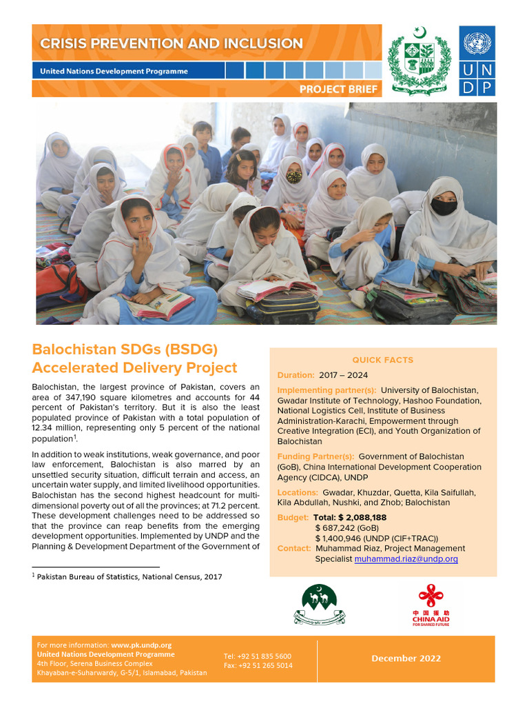 Balochistan SDGs Accelerated Delivery - Project Brief - 2023 | PDF ...