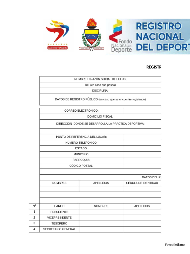 FORMATO DE RND Club Deportivo Alto Verde | PDF | Documento de identidad | Gobierno