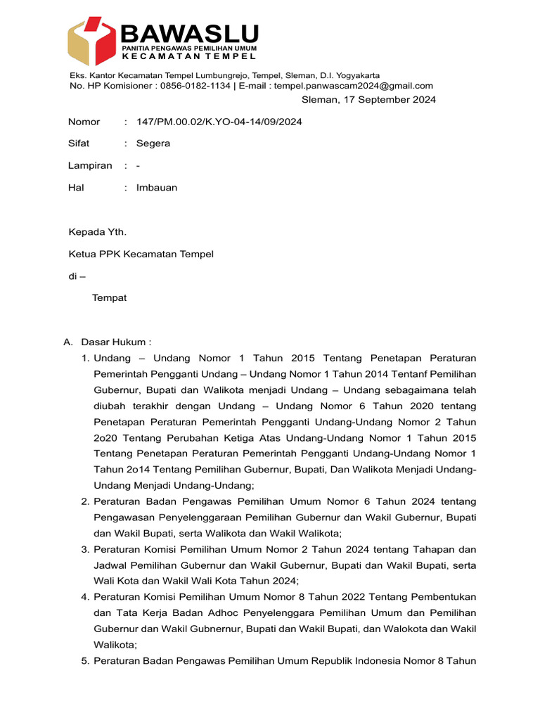 Imbauan Pembentukan KPPS | PDF