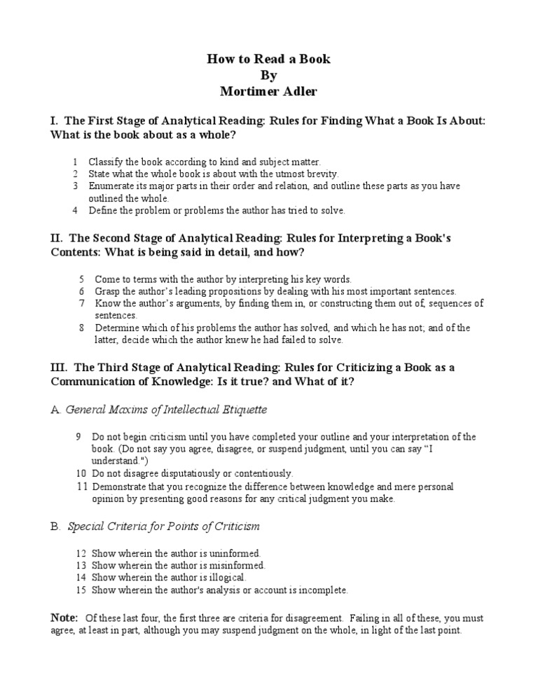 Mortimer Adler How To Read A Book | PDF
