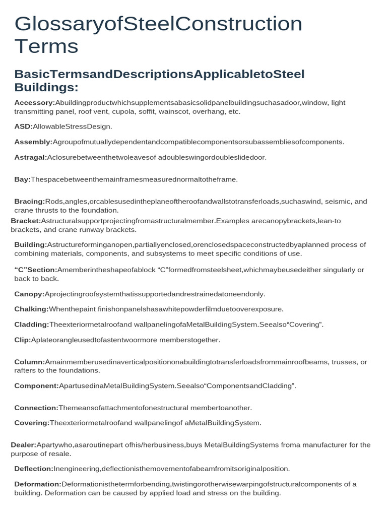 Glossary of Steel Construction Terms | PDF | Truss | Civil Engineering