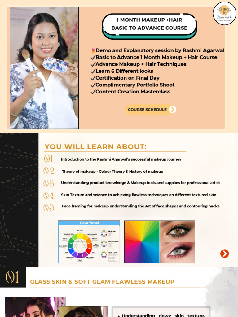 Makeup +hair 1 Month Course Schedule | PDF | Cosmetics | Bride