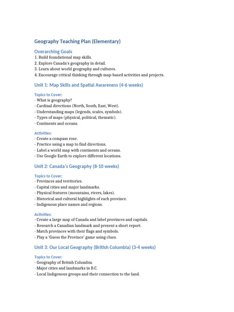 Geography - Teaching - Plan - For Elementary | PDF | Geography | Map