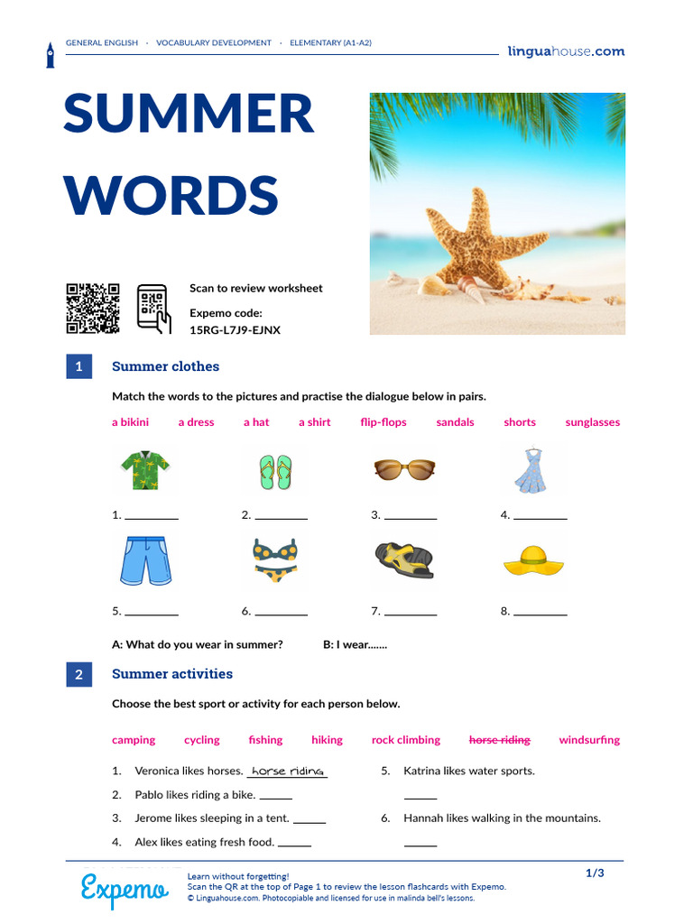 Summer Words British English Student Ver2 | PDF | Linguistics