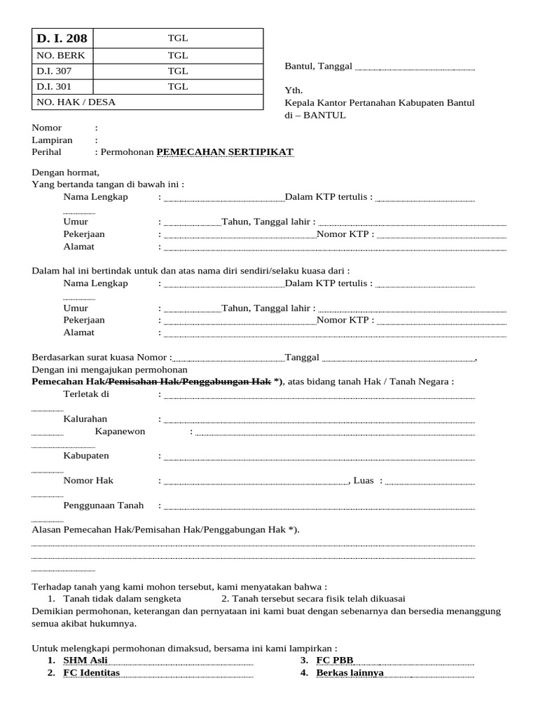 Permohonan Pecah Dan Penggabungan | PDF