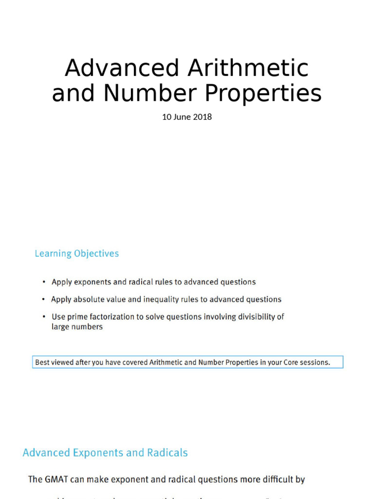 Advanced Arithmetic and Number Properties | PDF
