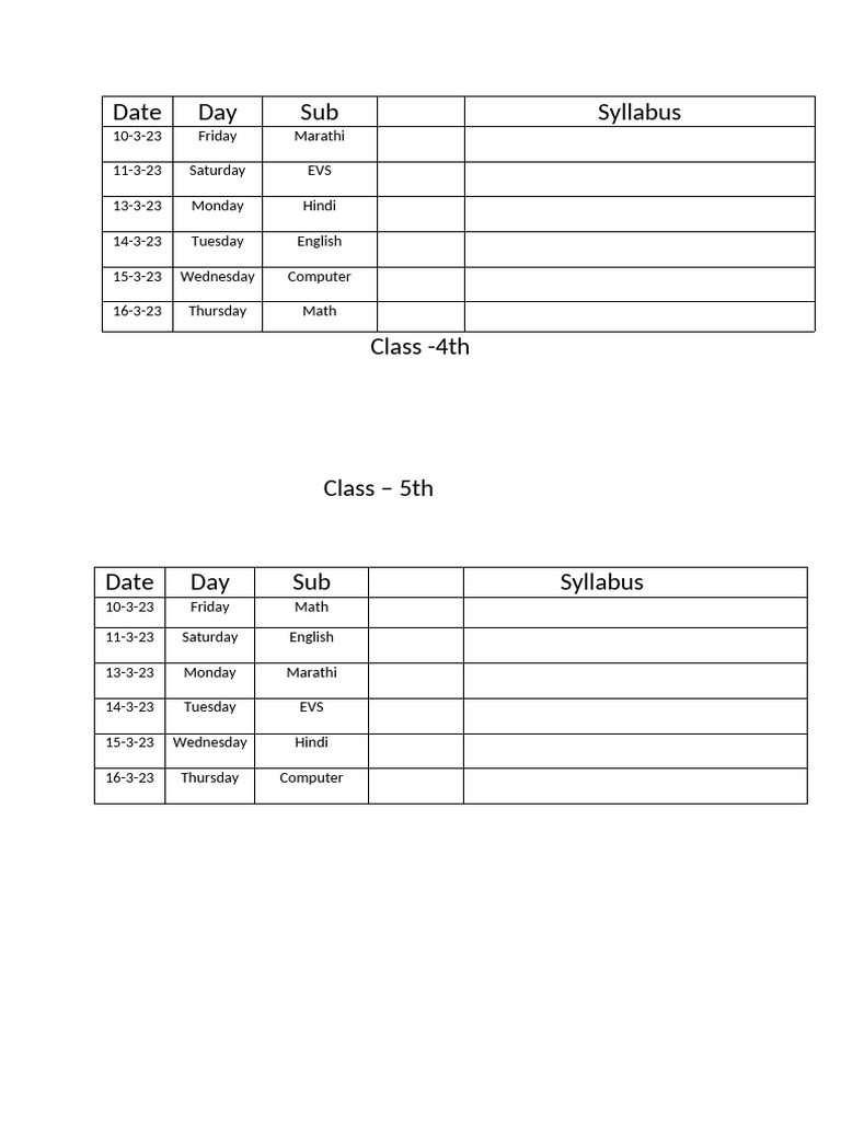 Time Table Latest | PDF