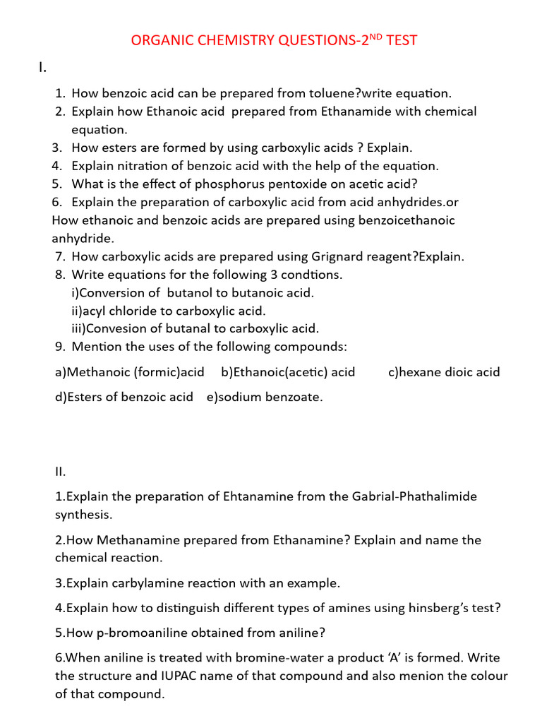 Organic Chemistry Questions | PDF
