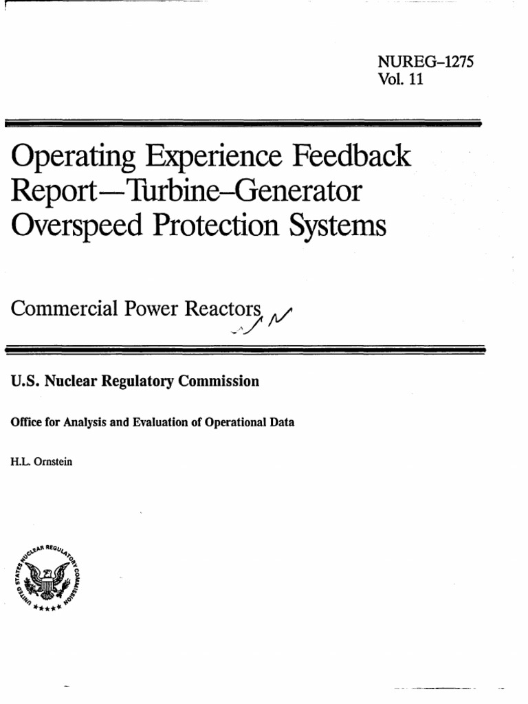 Nureg Turbine Os | PDF | Nuclear Regulatory Commission | Energy Technology