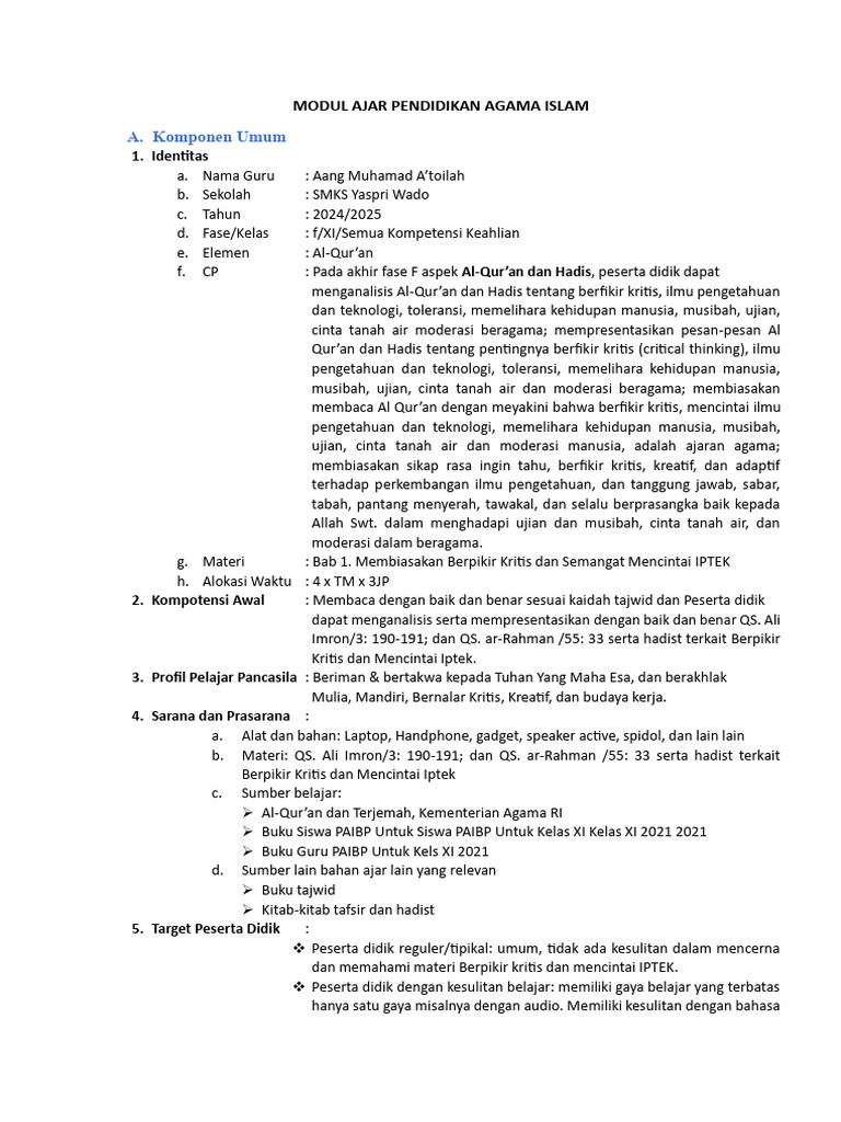 Modul Ajar PBL | PDF