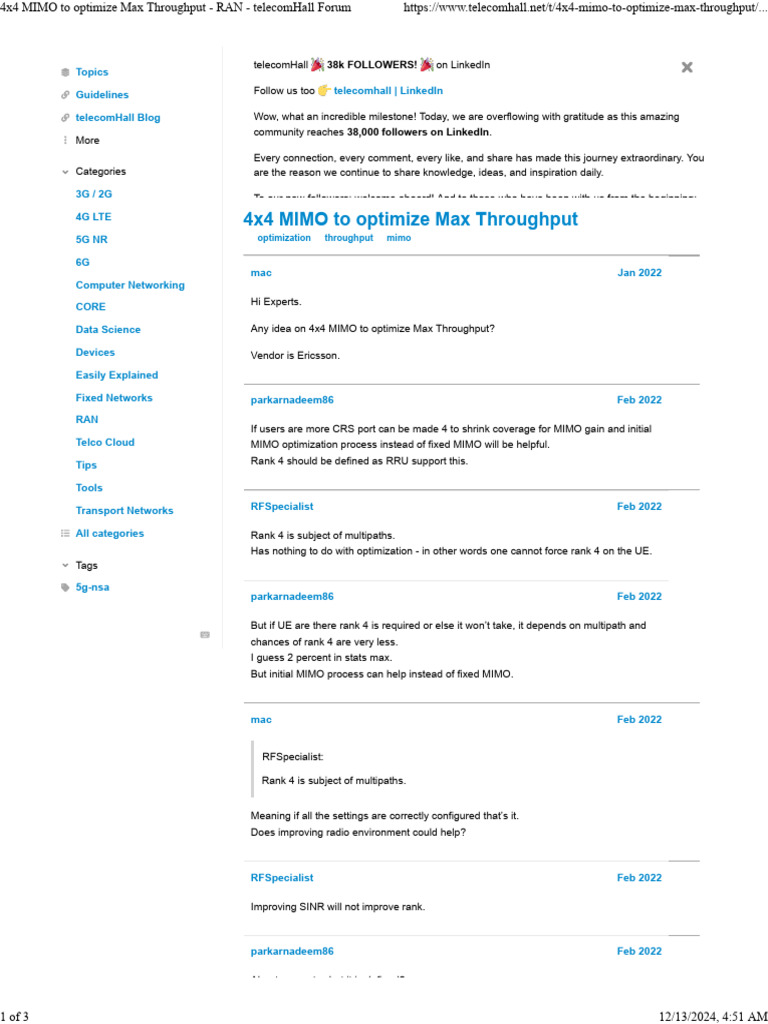 4x4 MIMO for Maximum Throughput Optimization | PDF | Mimo | Computer Engineering