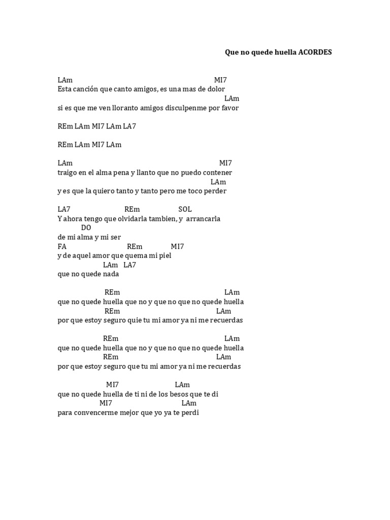 Que no quede huella ACORDES | PDF