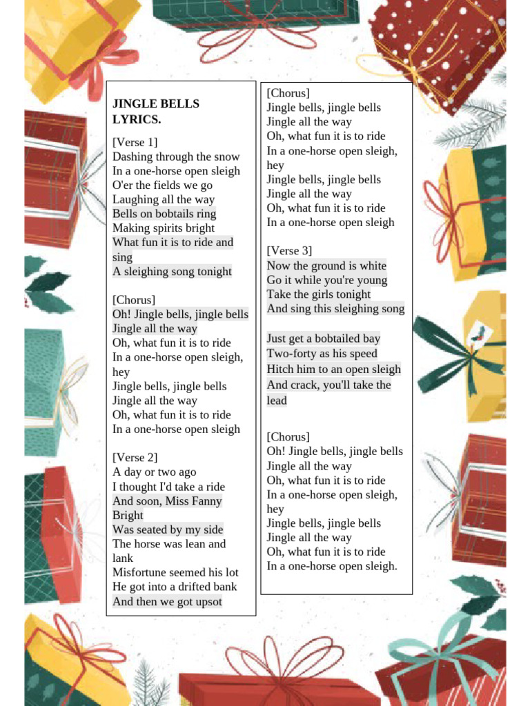 Jingle Bells Lyrics PDF | PDF
