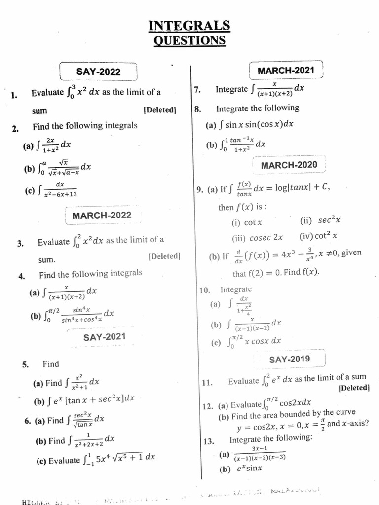 Integrals | PDF