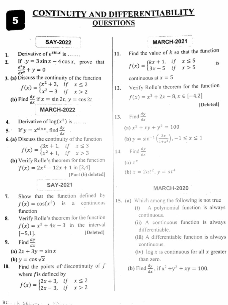 Continuity & Differentiability | PDF