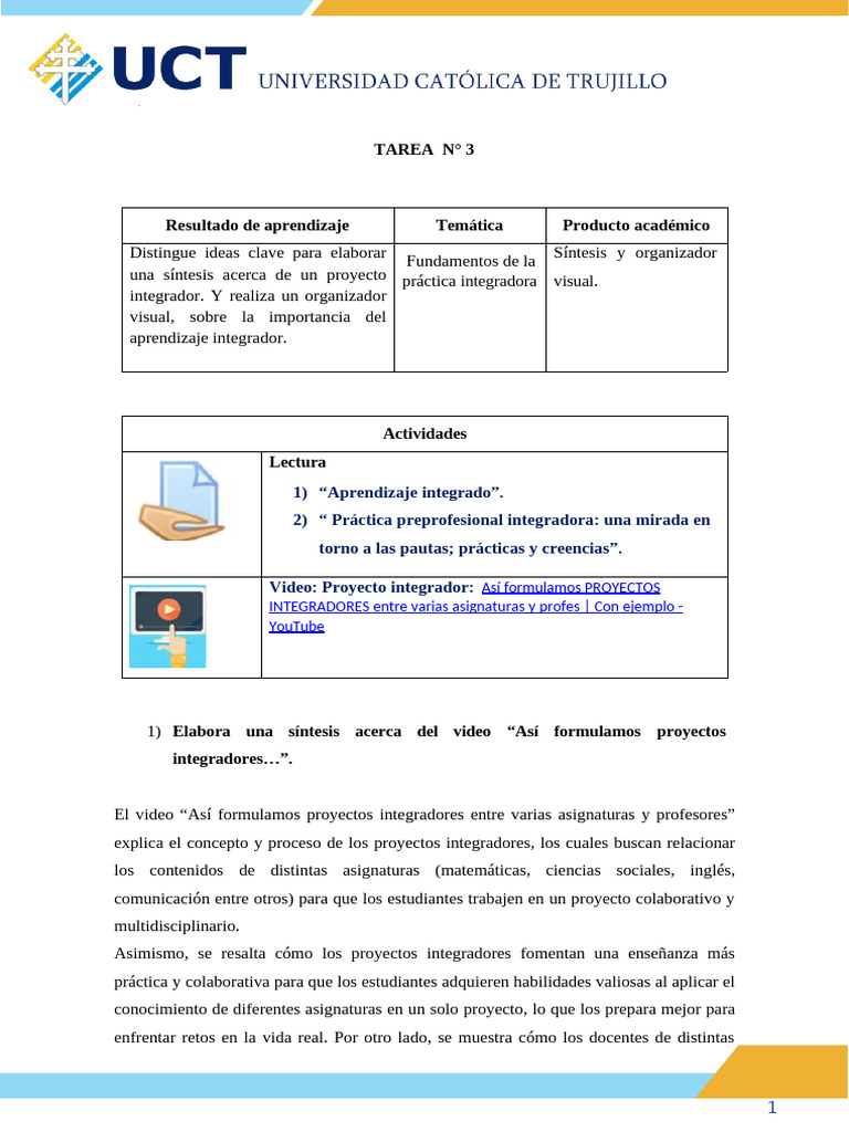 TAREA 3 Práctica Integradora Intermedia II | PDF | Aprendizaje | Enseñando