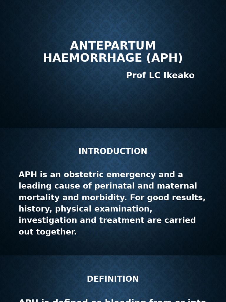Understanding Antepartum Hemorrhage (APH) | PDF | Childbirth | Human ...