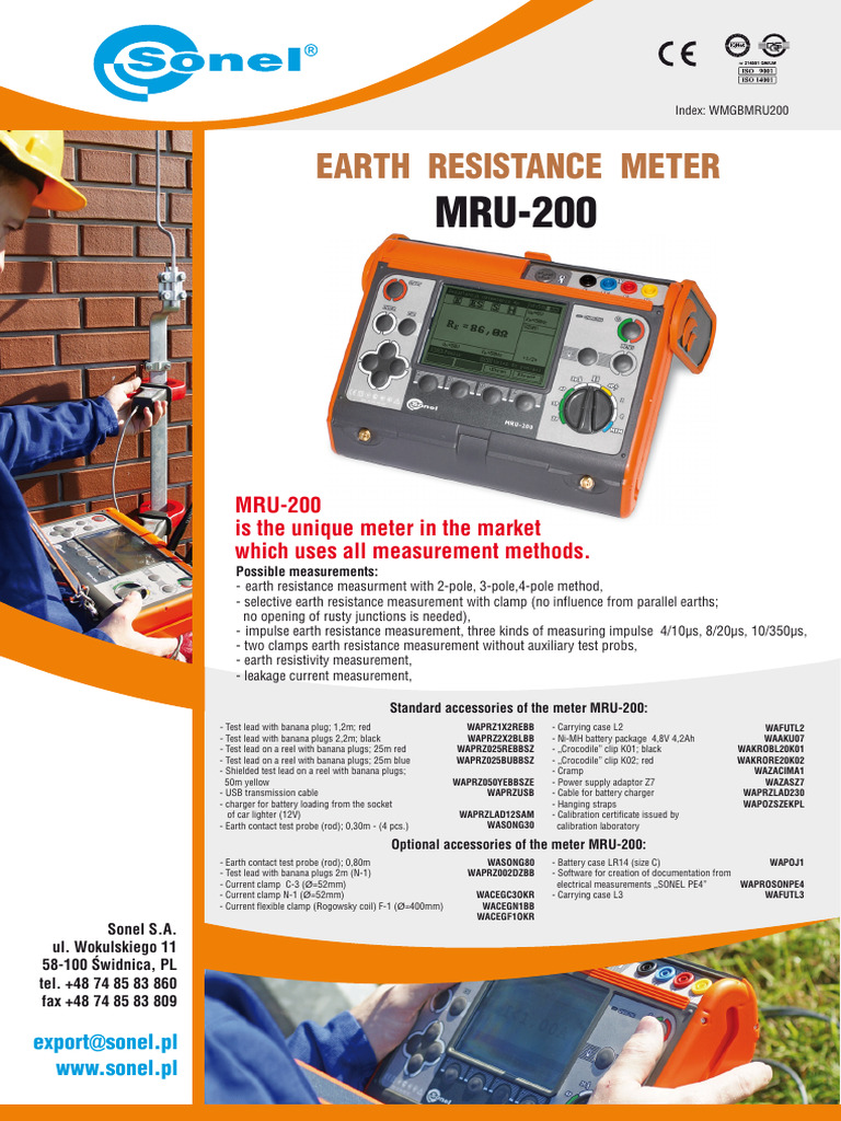 MRU-200 Earth Resistance Meter Overview | PDF | Manufactured Goods ...