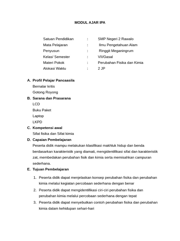 Modul Ajar Ipa | PDF