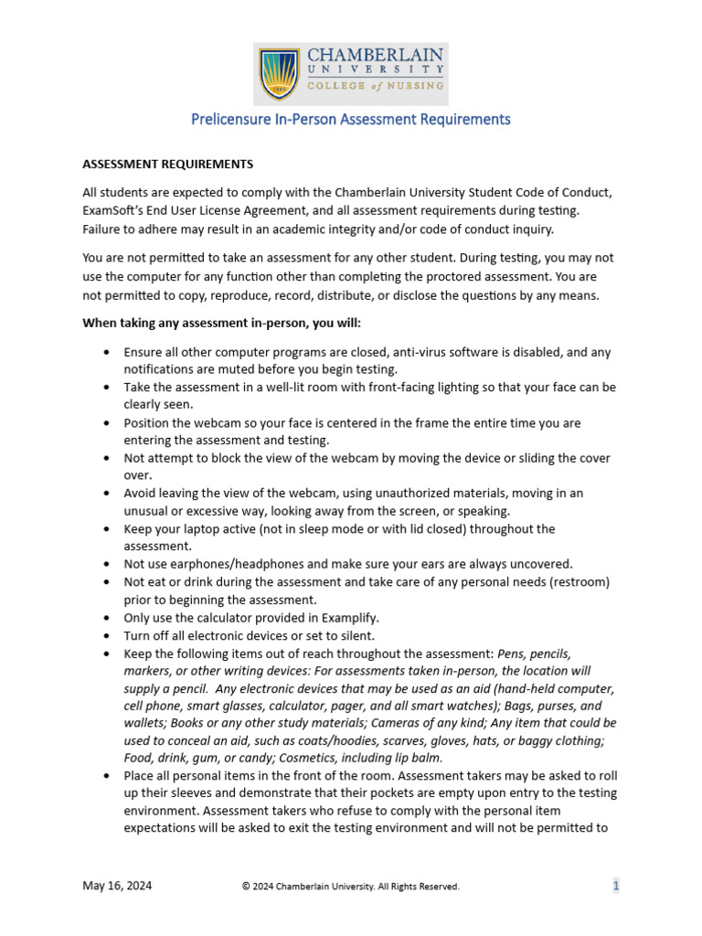 FINAL_PreL in-Person Assessment Requirements 3 | PDF | Computing