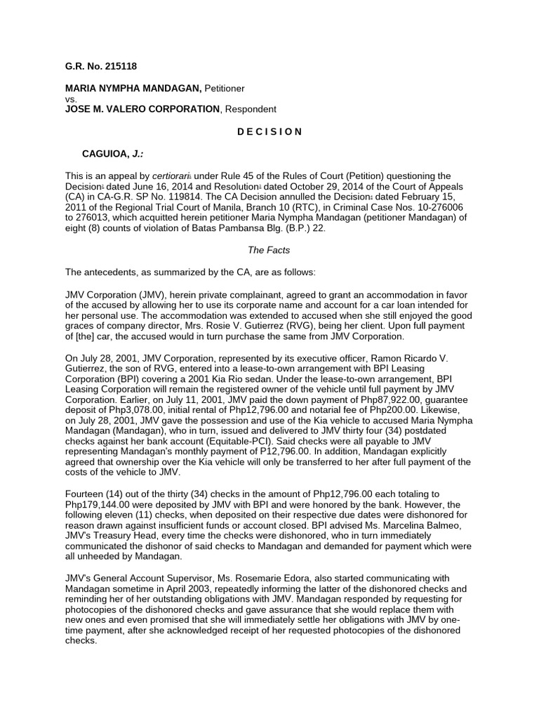 Mandangan V Valero Corp | PDF | Acquittal | Certiorari