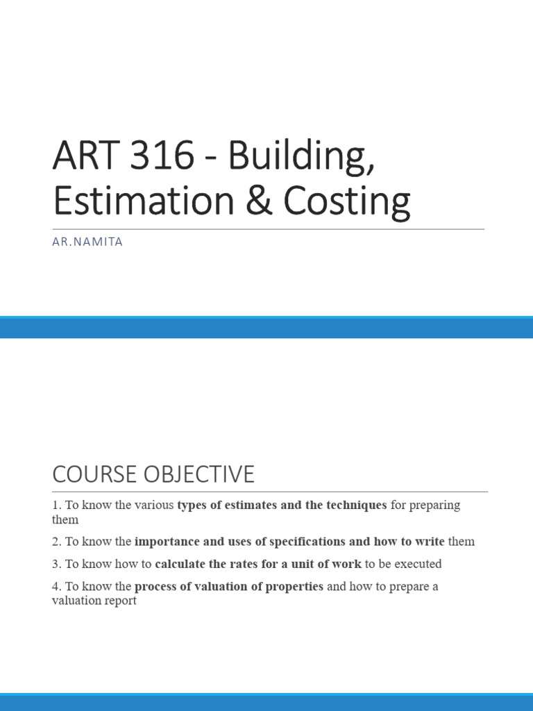 introduction to building estimation and costing | PDF | Specification (Technical Standard) | Length