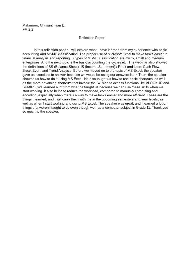 Reflection Paper | PDF