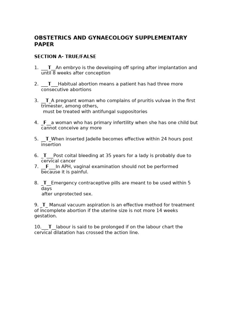 Obs&gynae CCM Paper Two Draft | PDF | Pregnancy | Miscarriage