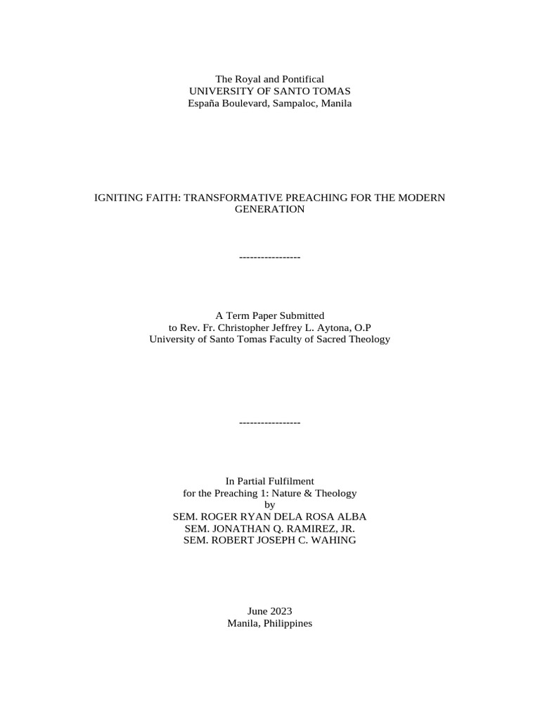 FINAL-PAPER-IN-PREACHING Alba Ramirez Wahing | PDF | Faith | Catholic ...
