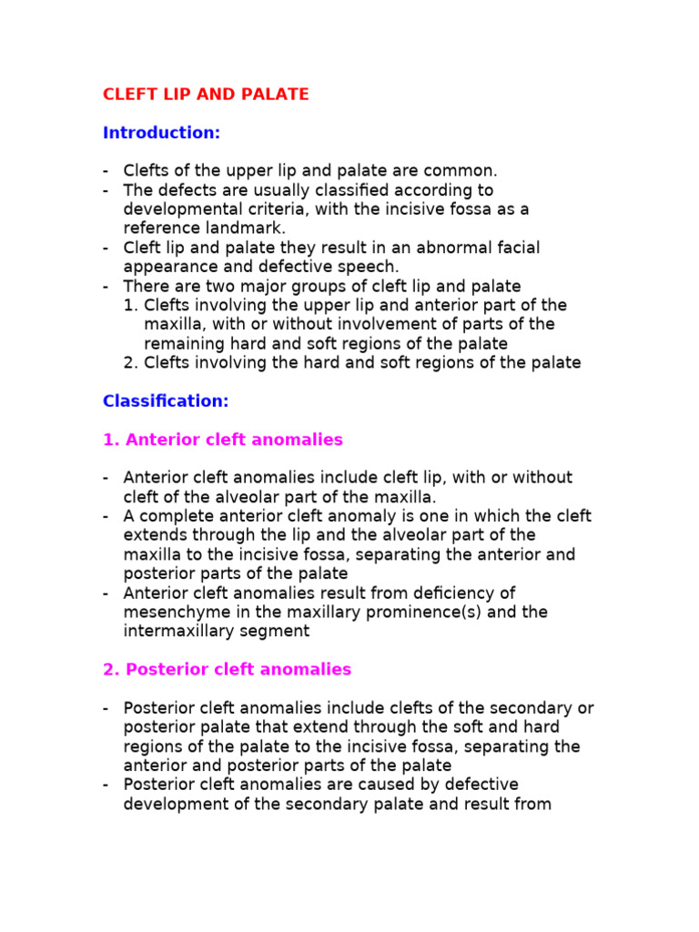 Cleft Lip and Palate | PDF | Lip | Human Head And Neck