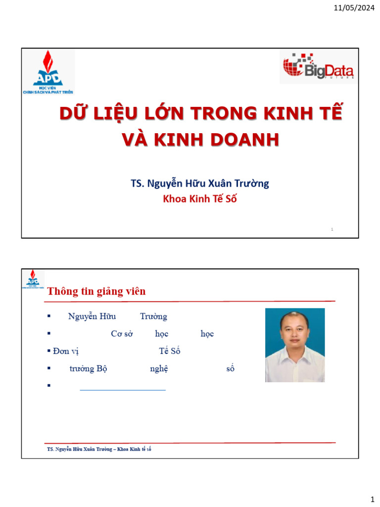 Gioi Thieu Mon Hoc Big Data - Truong | PDF