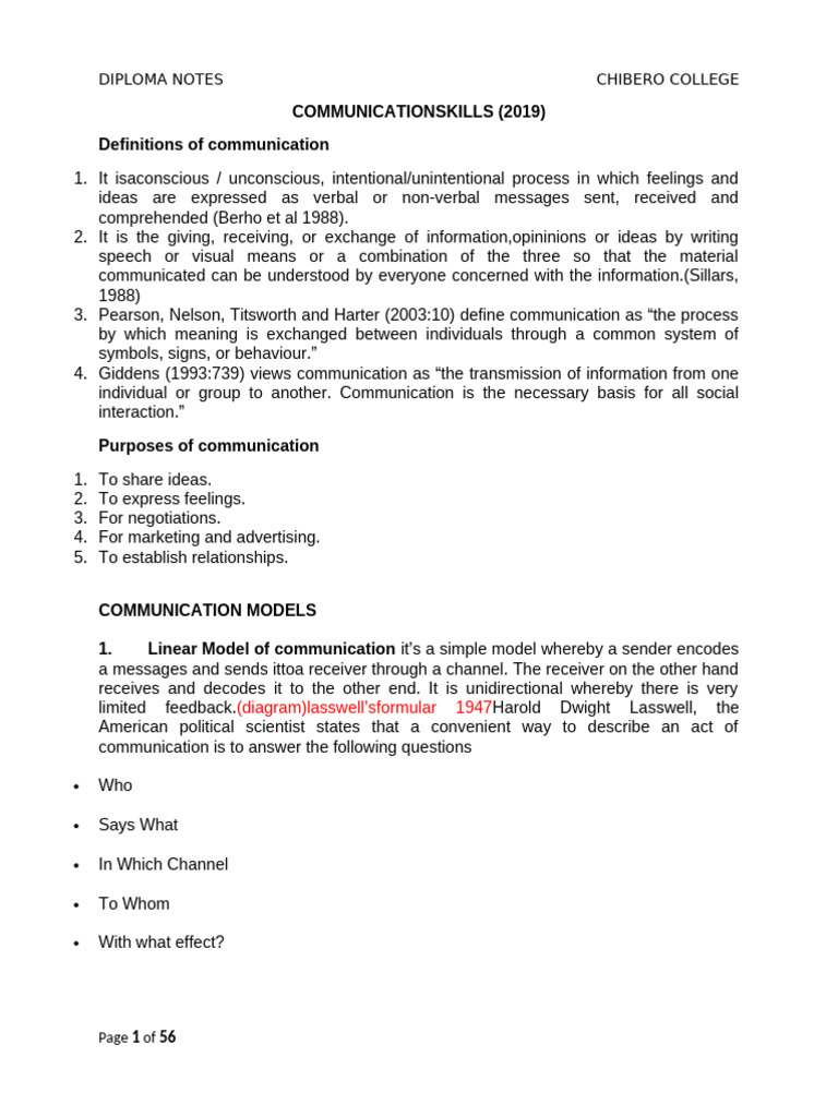 Communication Skills Notes 2018 094259 | PDF | Nonverbal Communication ...