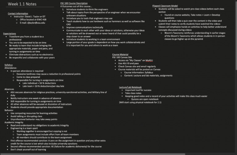 FSE 100 Week 1.1 Notes | PDF